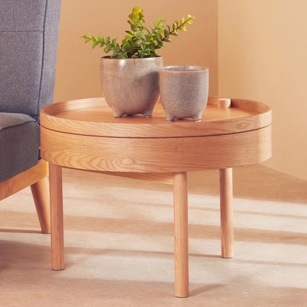 Kulatý odkládací stolek v dekoru borovice ø 60 cm Viborg – Premier Housewares