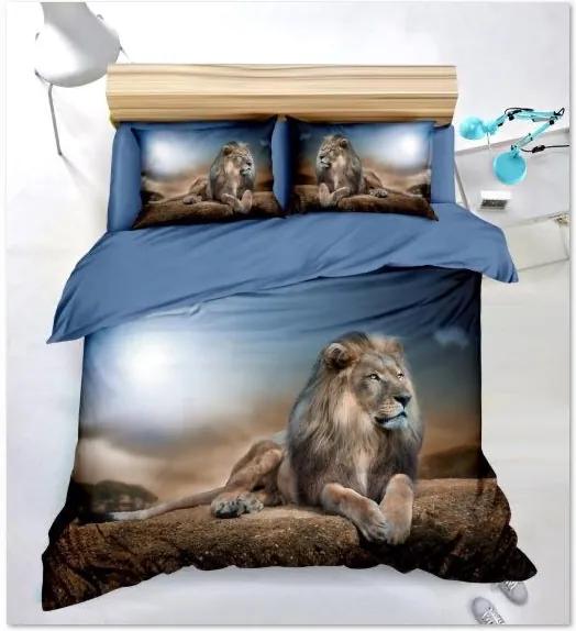 Bavlissimo 7-dílné povlečení lev 3 D modrá 140x200 na dvě postele | BIANO