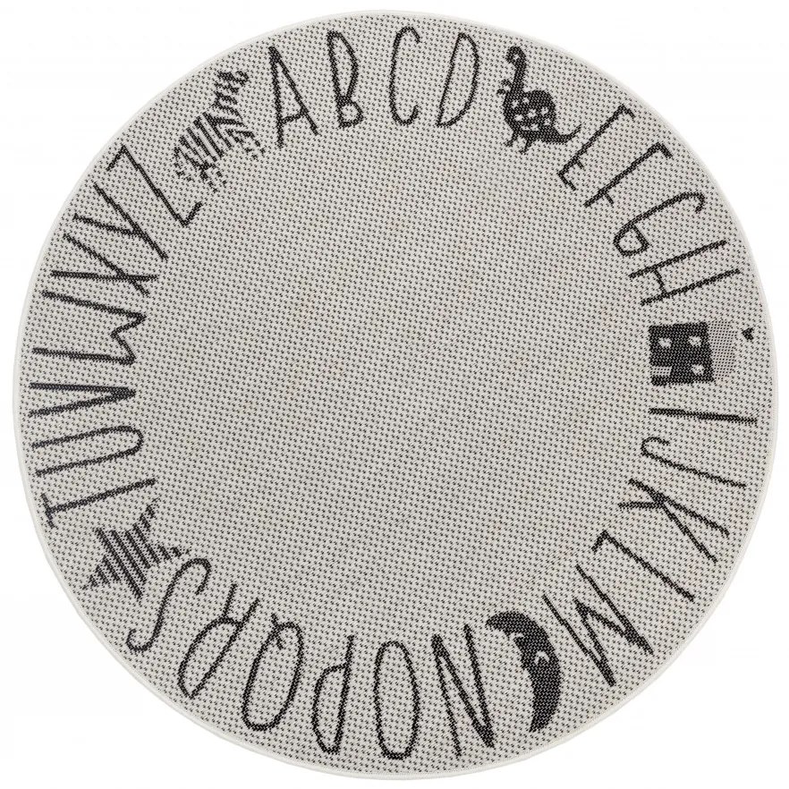 Hans Home | Dětský kusový koberec Flatweave 104884 Cream/Black kruh - 120x120 (průměr) kruh