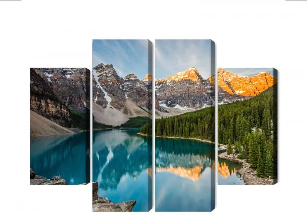 Vícedílný obraz Kanadské Jezero Moraine Lake 3D Nedostatek Nedostatek Přírodní plátno 200x150