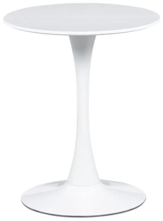 Autronic - Jídelní stůl pr.60x72 cm, bílá matná MDF, kov bílý vysoký lesk - DT-560 WT