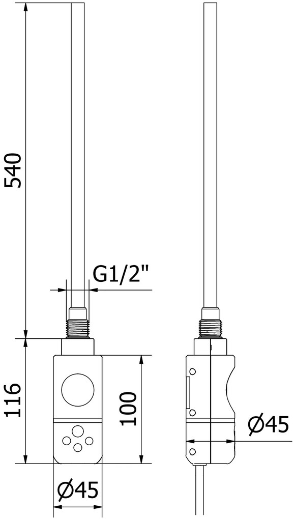 Mexen Mars, elektrické topné těleso 1200 x 600 mm, 600 W, černá, W110-1200-600-2600-70