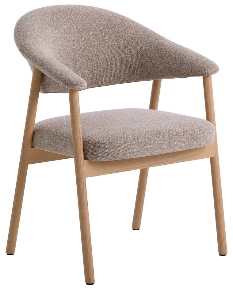 Béžová jídelní křesla v sadě 2 ks s područkami z dubového dřeva Elk – Unique Furniture