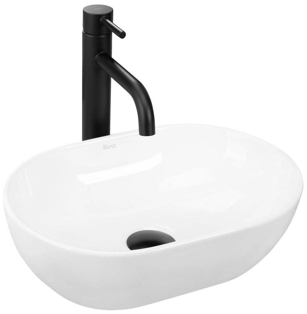 Rea Amelia Mini, umyvadlo na desku 380x260x120 mm, bílá lesklá, REA-U3322
