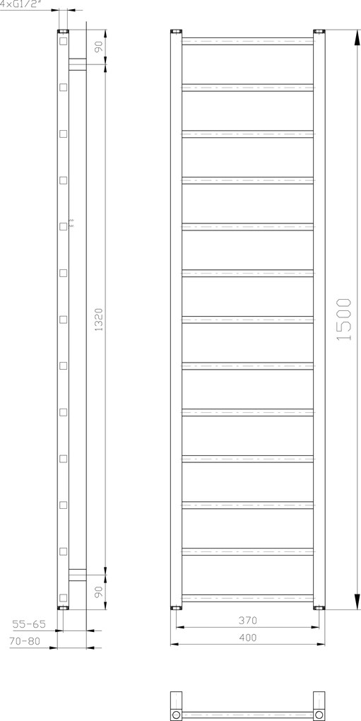 Sapho METRO LIGHT koupelnový radiátor 400 x 1500 mm bílá IR447T