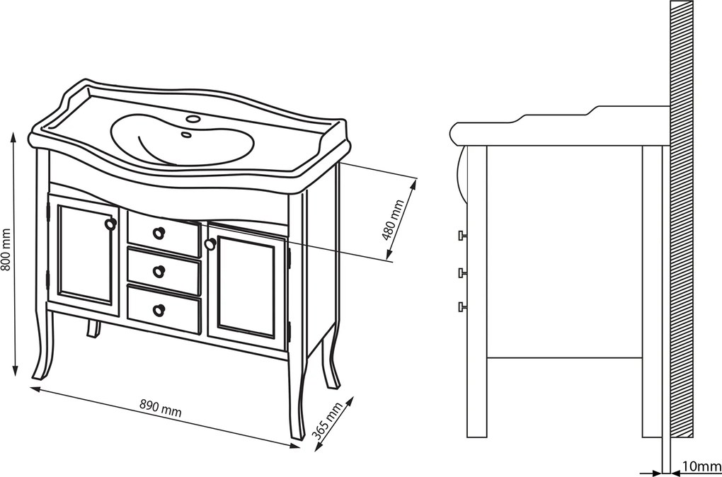 Sapho Retro 1620 umyvadlová skříňka 89 x 80 x 48 cm buk