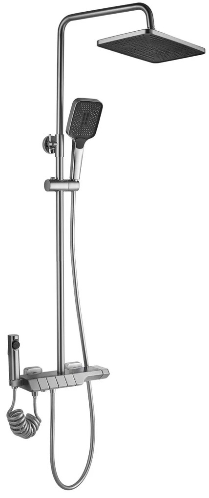 Sprchový set s termostatem Rea Rob nikl - vanová baterie, dešťová, ruční a bidetová sprcha