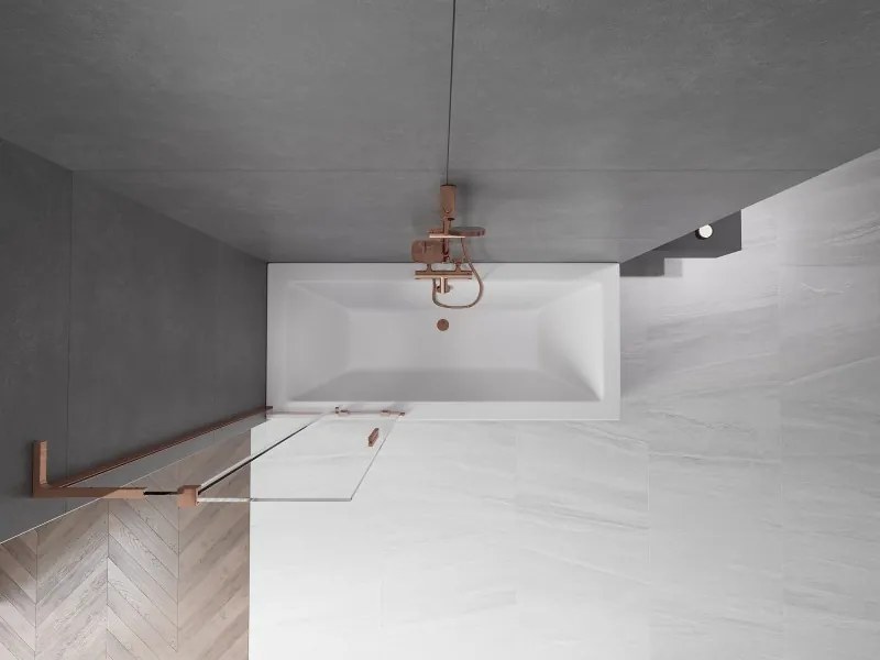 Mexen Velar L, 2-křídlová posuvná vanová zástěna 70 x 150 cm, 8mm čiré sklo, růžové zlato, 896-070-003-01-60