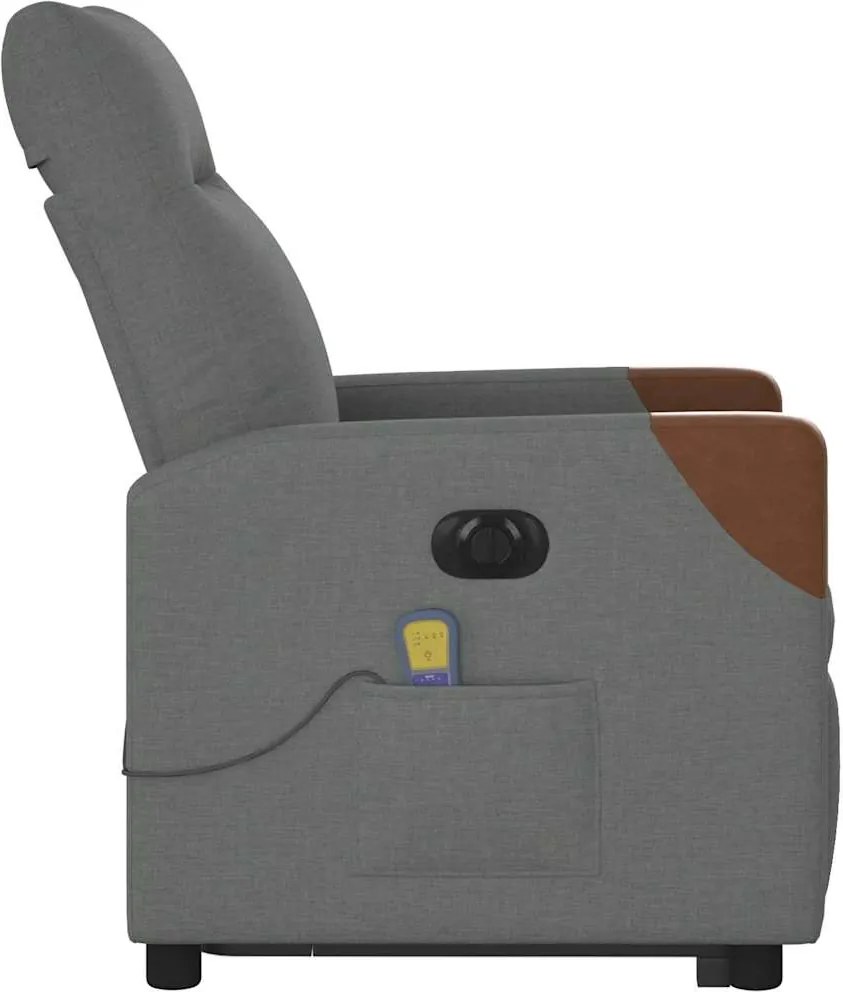 Elektrické zvedací masážní polohovací křeslo tmavě šedé textil 3324031