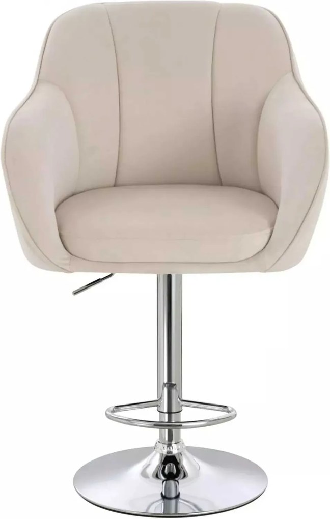 LuxuryForm DESIGN Barová židle AVOLA VELUR na stříbrné kulaté podstavě - krémová