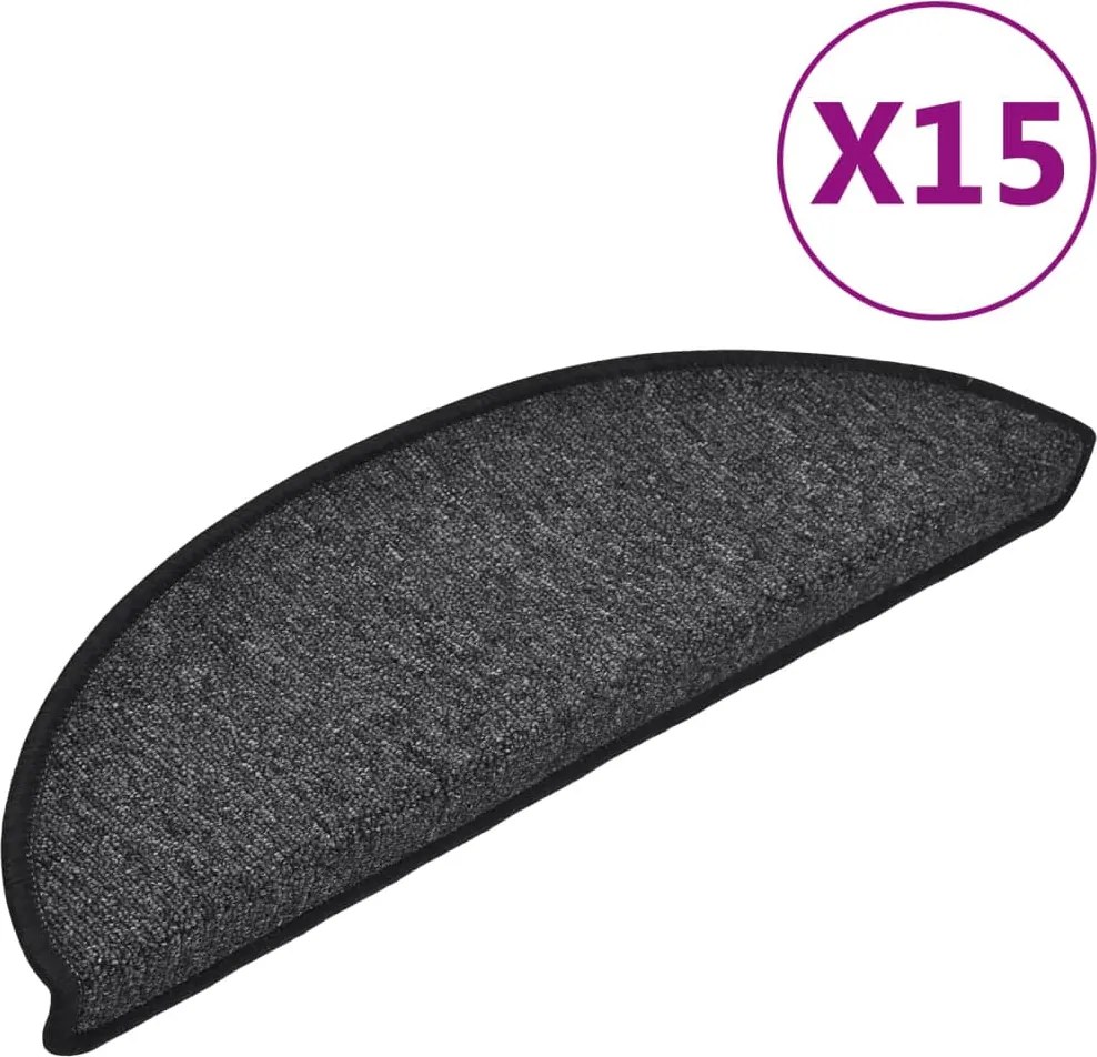 Schodové rohože 15 ks 56x17x3 cm antracitové půlkulaté 133876