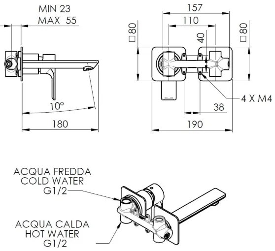 Sapho - Umyvadlová baterie pro podomítkovou instalaci PAX matná černá