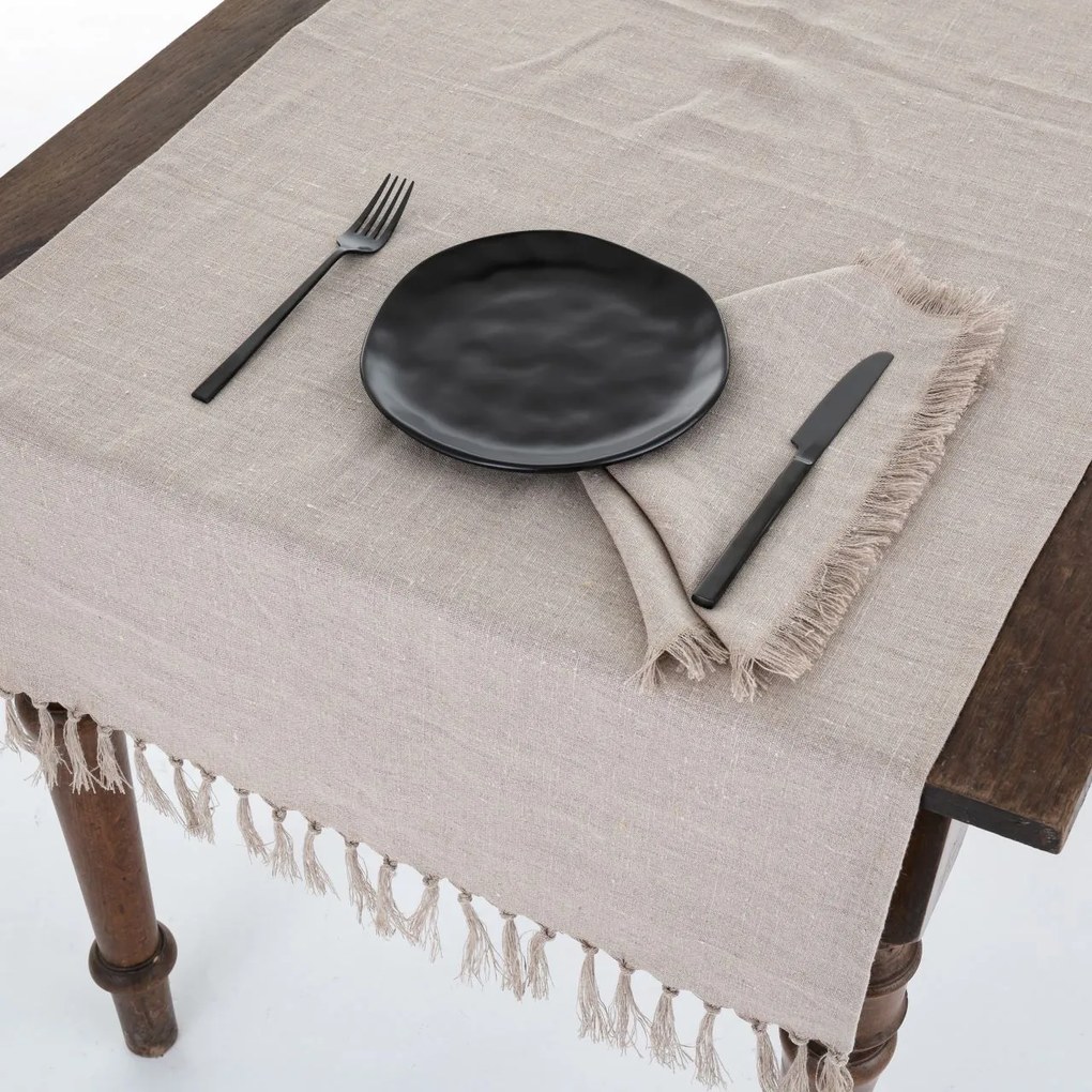 Tom Linen stolní běžec s třásněmi Warsa Oatmeal II 65x140