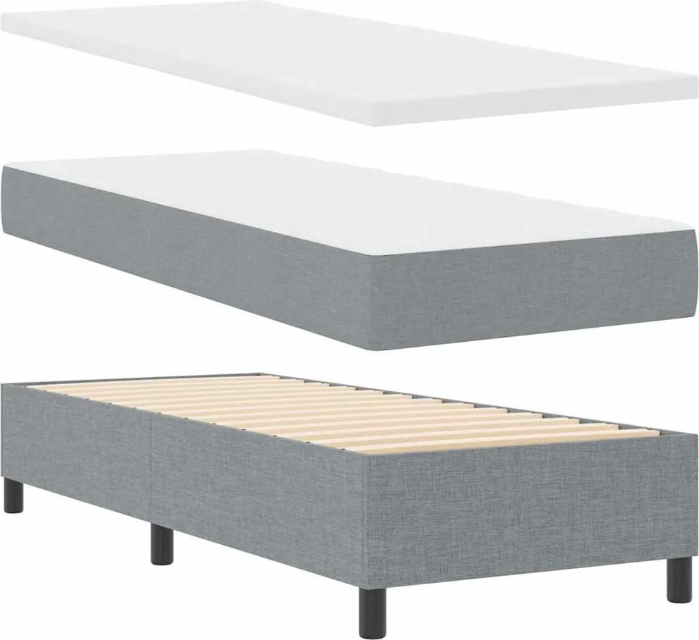 Postel s boxspringem s čelo Světle šedá 80 x 200 cm textil 3340592