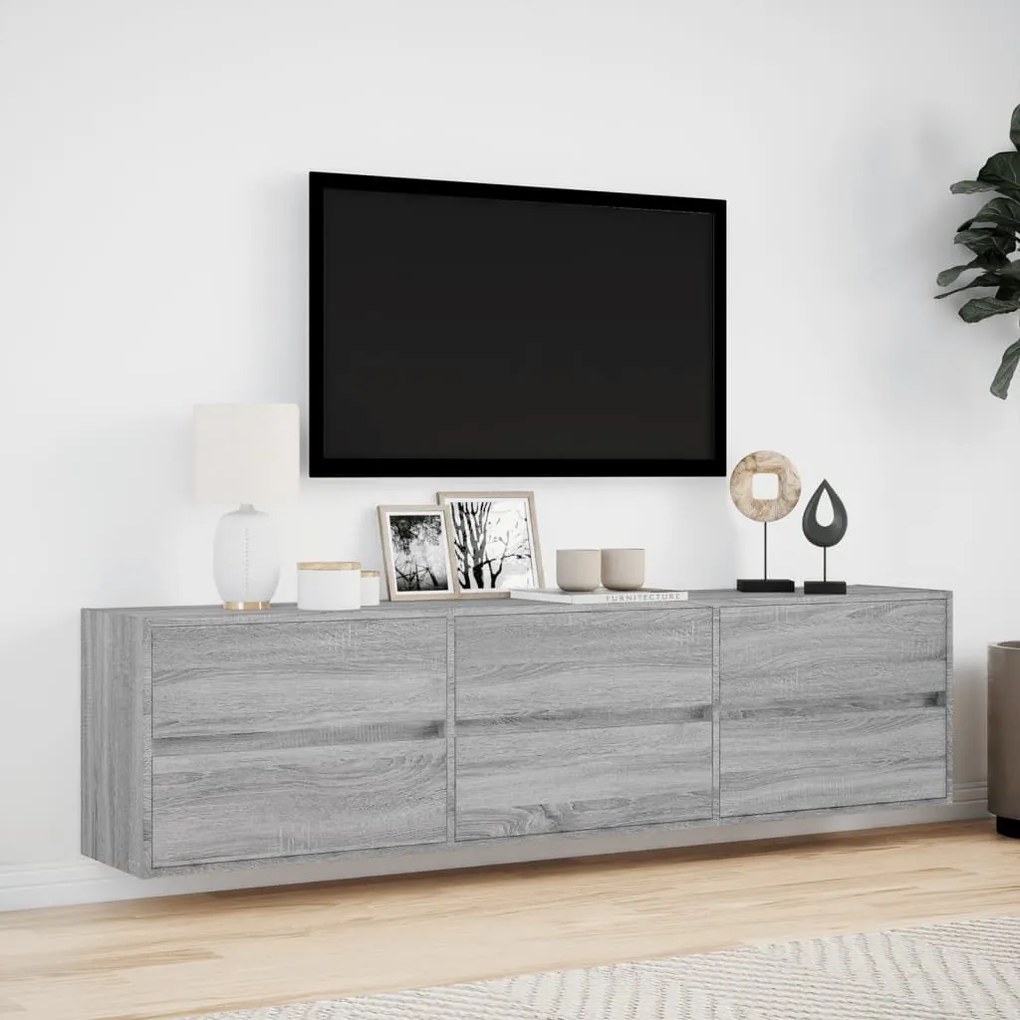 Nástěnná TV skříňka s LED šedá sonoma 180 x 31 x 45 cm 3307938
