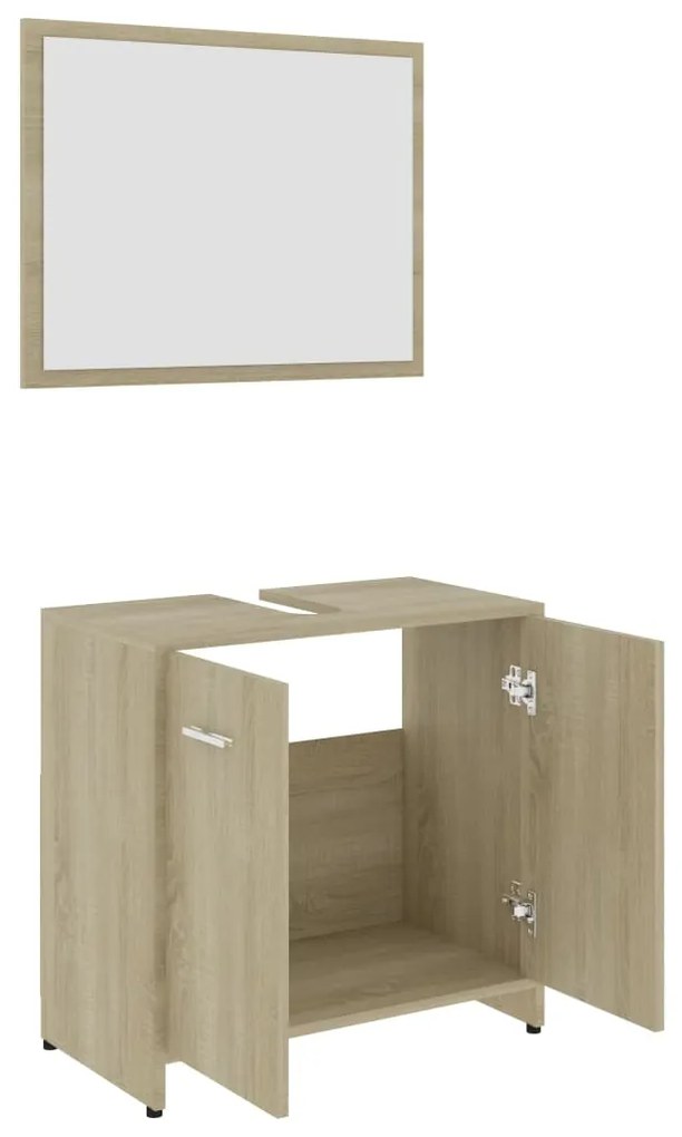 2dílný set koupelnového nábytku - skříňka + zrcadlo 60 cm - dřevotříska | dub sonoma