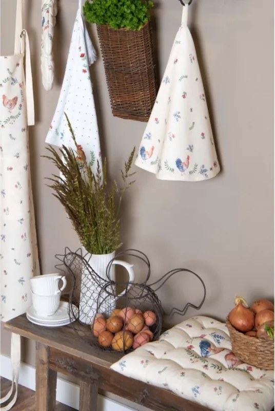 Kulatá utěrka Chicken and Rooster – 80 cm
