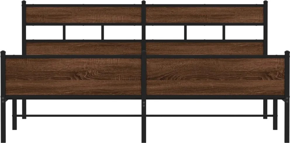Kovový rám postele bez matrace hnědý dub 200 x 200 cm 3308520