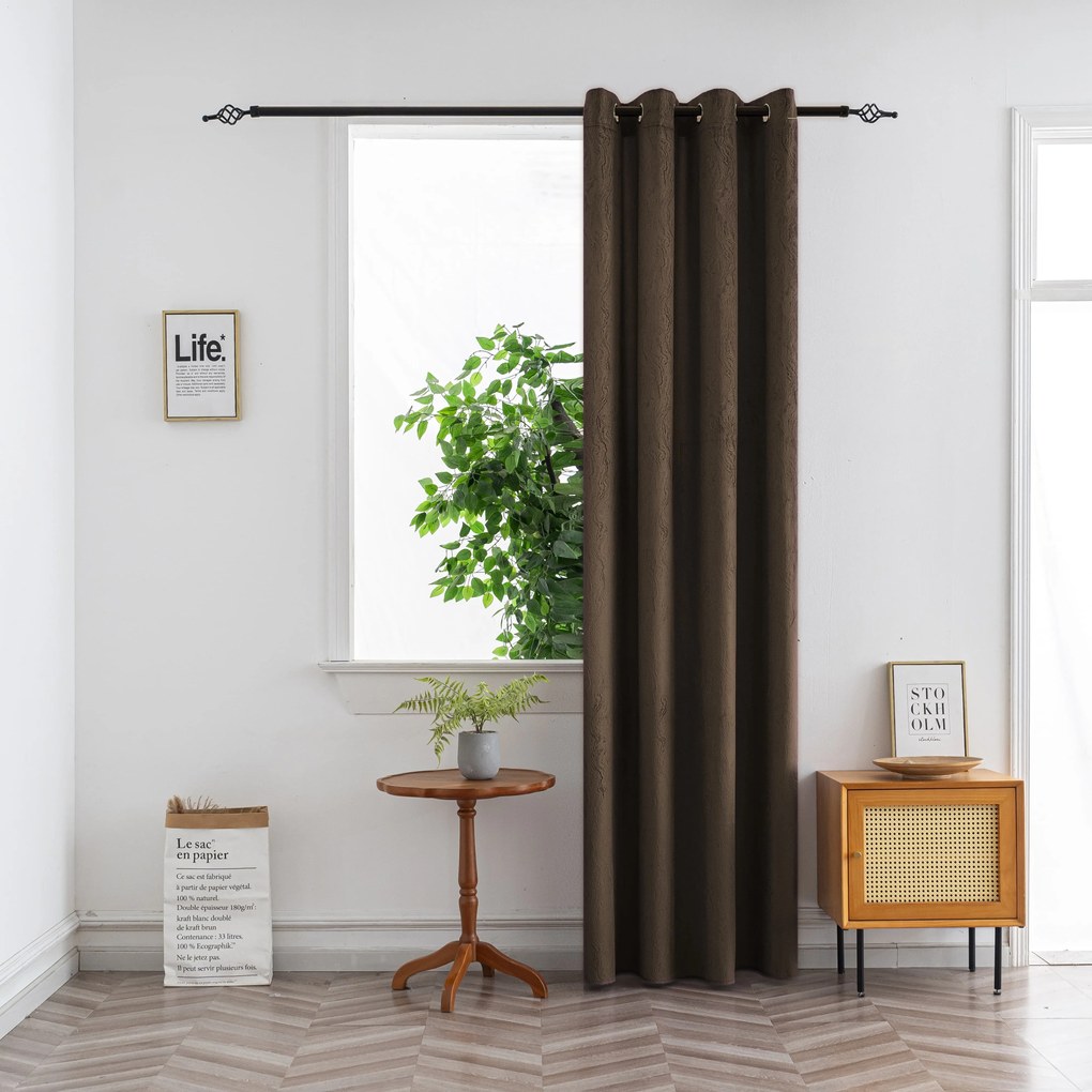 Zatemňovací závěs DUNES VELVET 140x250 cm, hnědý Zavěšení: Kovové kroužky