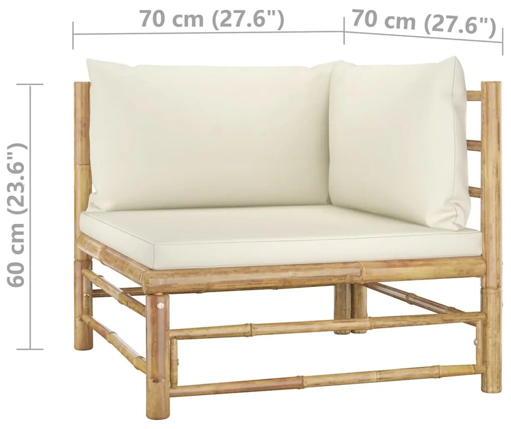 vidaXL 6dílná zahradní sedací souprava krémově bílé podušky bambus