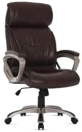 Autronic Kancelářská židle Kancelářská židle, tmavě hnedá koženka, plast v barvě champagne, kolečka pro tvrdé podlahy (KA-Y284 BR)