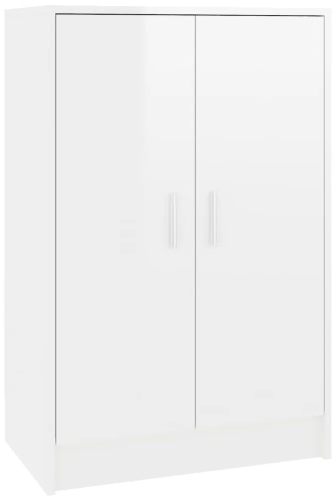 Botník bílý s vysokým leskem 60 x 35 x 92 cm dřevotříska - Default Title