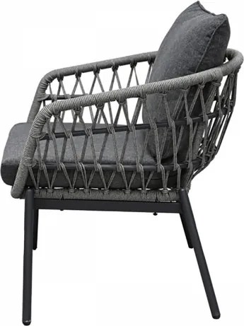 Zahradní set stůl 90x48 židle dvojkřeslo tmavě šedý antracitový ratan kov AZ-L1880 grey