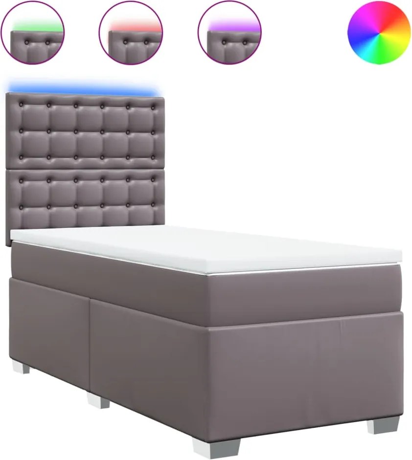 Box spring postel s matrací šedá 80 x 200 cm umělá kůže 3292998