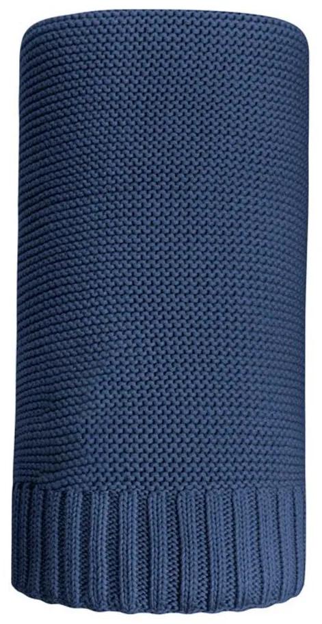 Bambusová pletená deka NEW BABY 100x80 cm tmavě modrá Modrá