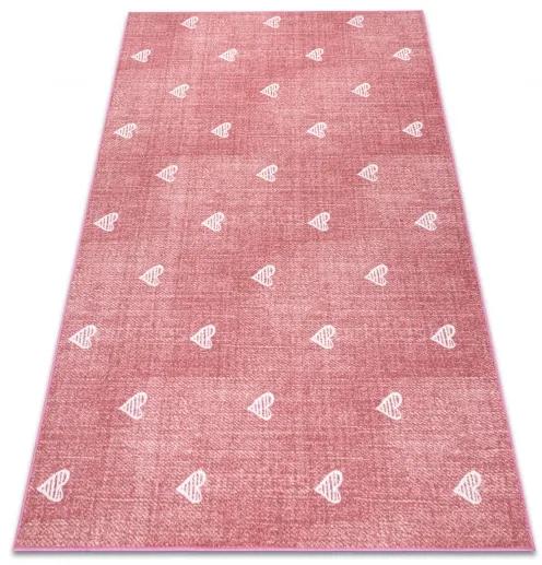 Dětský kusový koberec HEARTS Srdíčka Růžový Rozměr: 100x400 cm