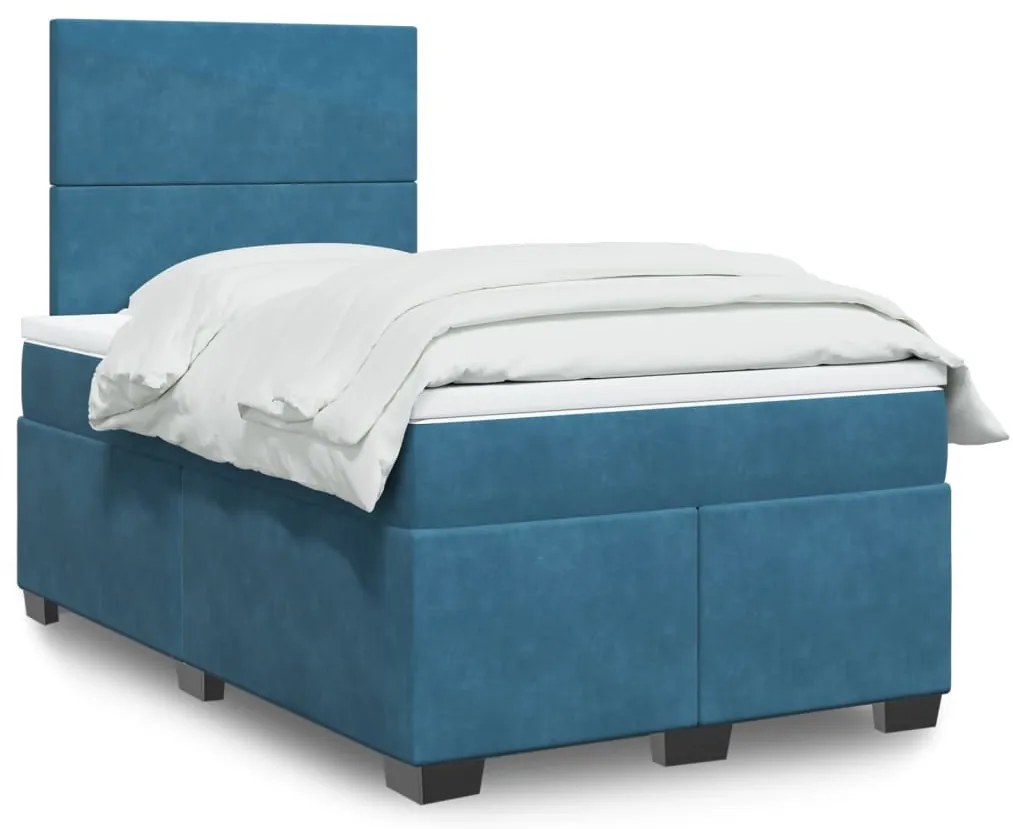 Box spring postel s matrací modrá 120 x 200 cm samet 3293180