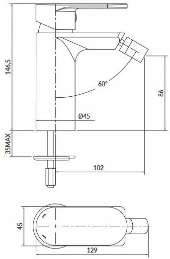 Cersanit Crea, stojánková bidetová baterie, nikl, S951-317
