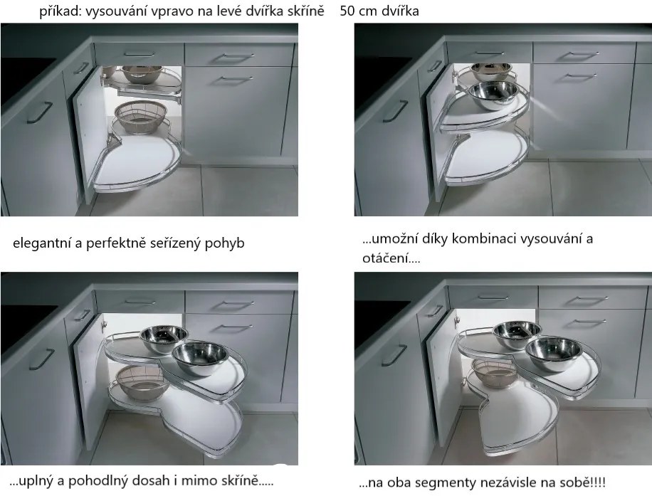 Kesseböhmer LeMans II Rohová skříňová výsuvná  deska šířka dveří a směr vysouvání: 60 cm vlevo