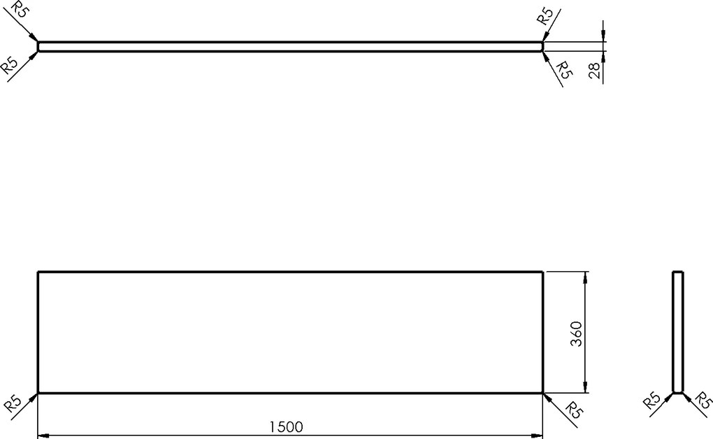 Sapho WOODY deska 1500 x 28 x 360 mm masiv přírodní dub WD156-70