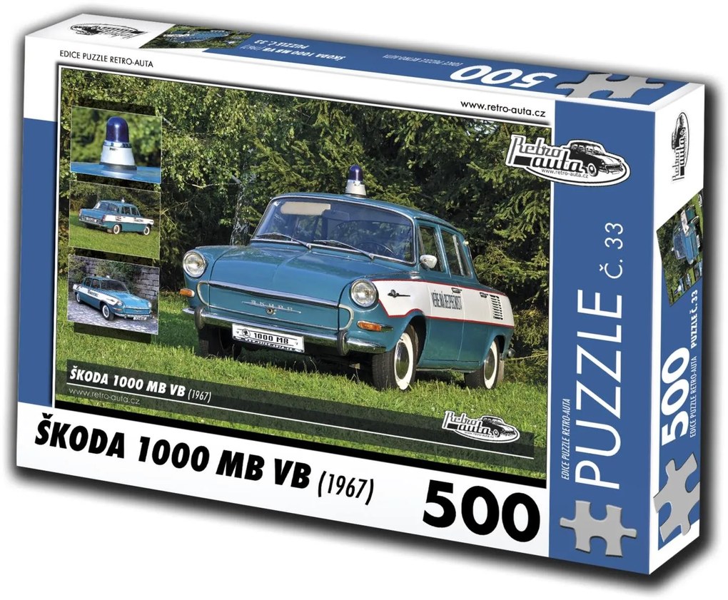 Puzzle retro-auta puzzle č. 33 škoda 1000 mb vb (1967) 500 dílků