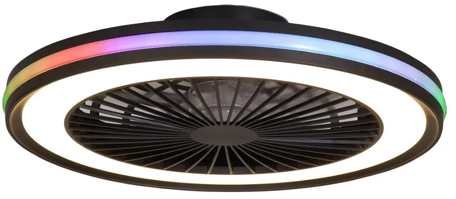 Mantra Gamer Big, ventilátor se svítidlem LED 60W RGBW, dálkový ovladač, černá, průměr 55,6cm