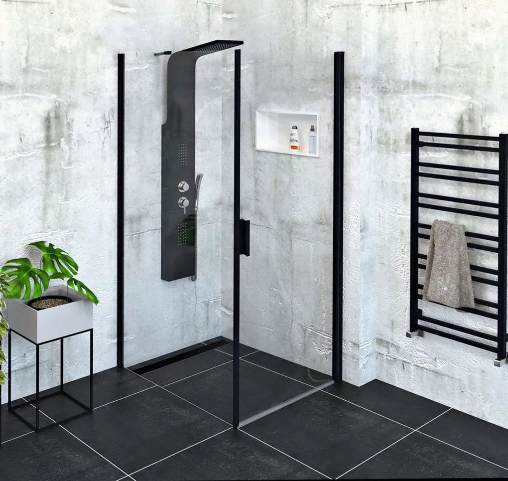 Polysan Zoom Black - Sprchový kout 90x100 cm, L/P varianta, Antidrop, čiré sklo/matná černá ZL1290BZL3210B