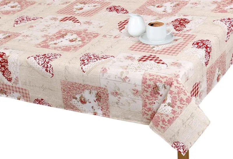 Bellatex Ubrus EMA Srdce patchwork, růžová