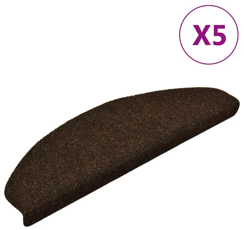 Schodové rohože samolepicí 5 ks 65 x 21 x 4 cm hnědé, půlkulaté, velké 149712