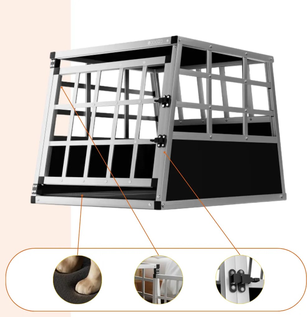 Přepravka pro psa BRUNO, 70x54x51cm, stříbrná/černá Cadoca