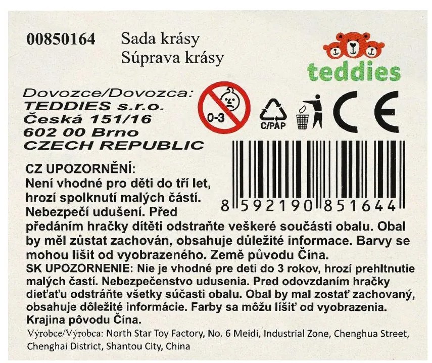 Teddies Sada krásy/Malá kadeřnice s fénem a doplňky plast 2 druhy na kartě 18,5x27,5 cm 12ks v boxu