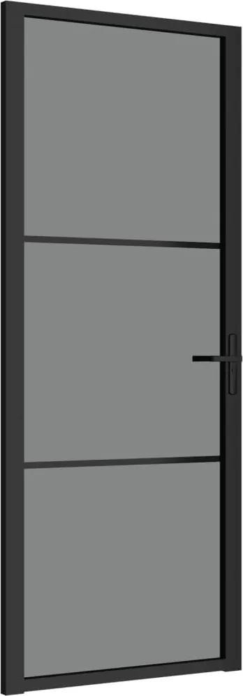 vidaXL Interiérové dveře 83 x 201,5 cm bílé ESG sklo a hliník [350561] Barva: Černá a tmavě průhledná