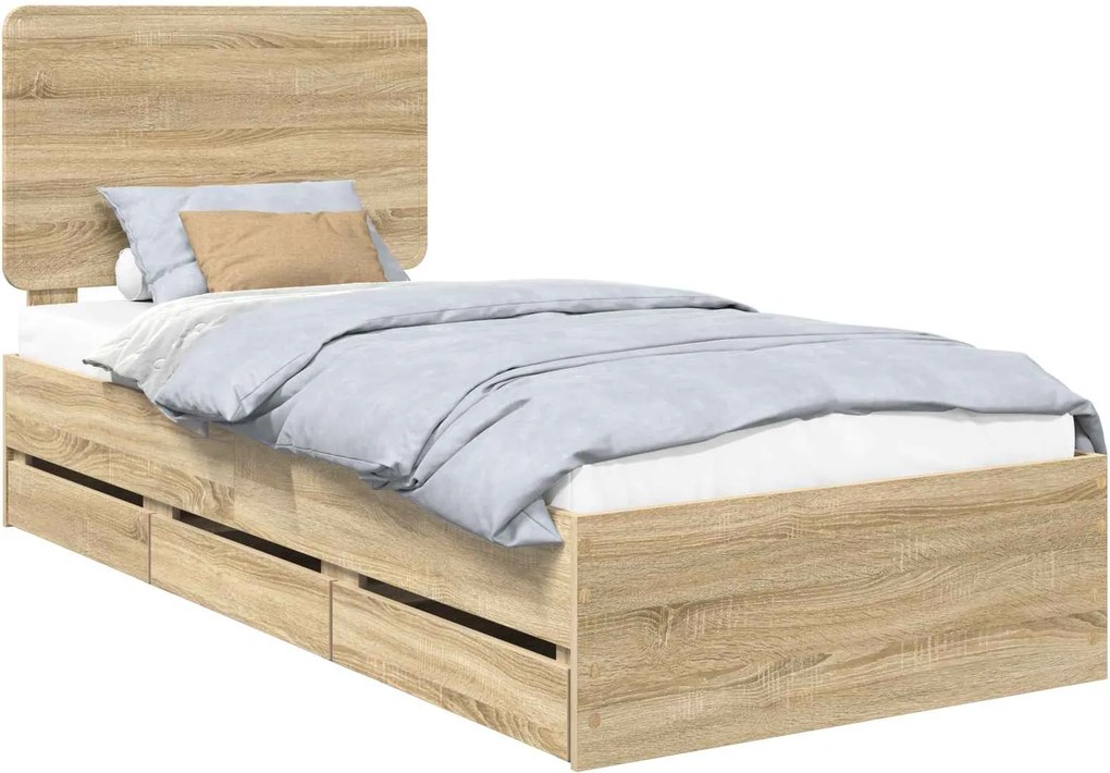 Rám postele s čelo Sonoma dub 100 x 200 cm Inženýrské dřevo 3412625