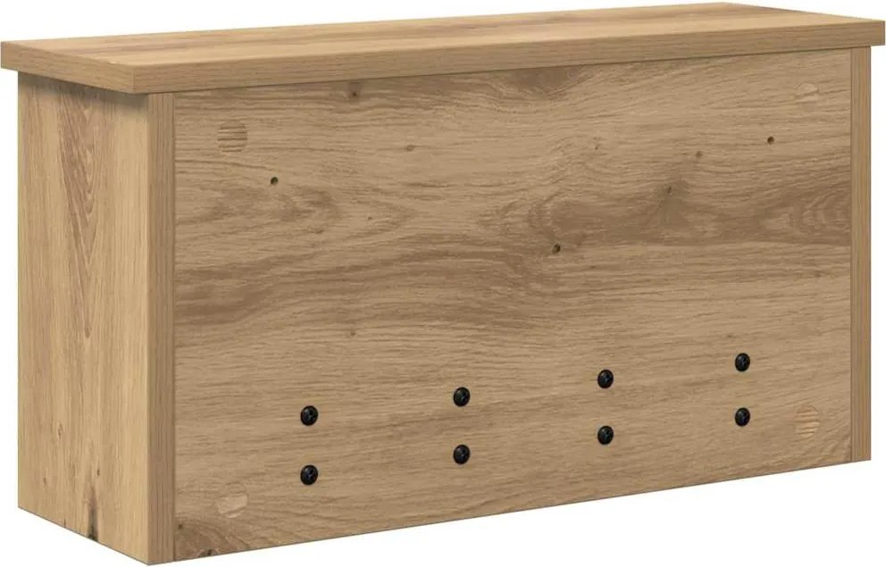 věšák, nástěnný, 3 poličky, háčky, kompozitní dřevo, 26x50x16 cm, dub artisan, Dekorino TK20260020
