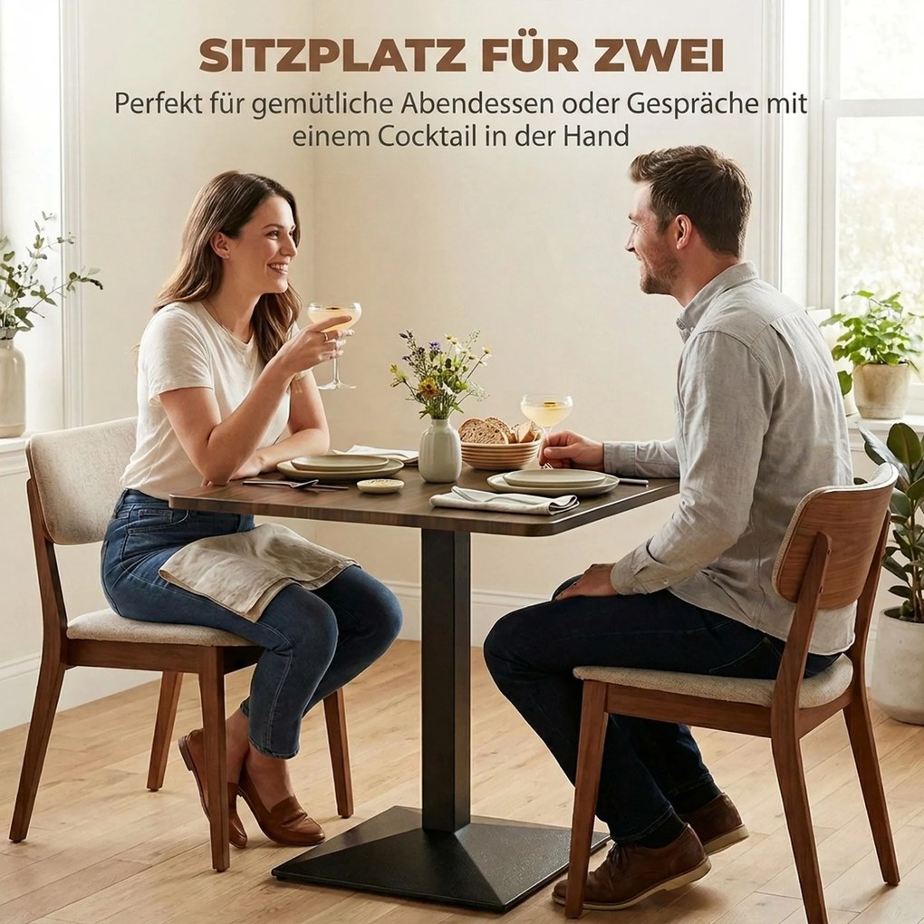 HOMCOM jídelní stůl pro 2 osoby, 70 × 70 × 75 cm, ořech