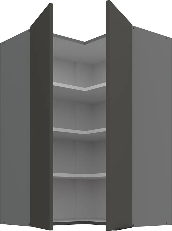 ARIA pi | horní kuchyňská skříňka 60x60 GN-90 2F (90°) rohová s policemi | VYSOKÁ | 60x60 cm | antracit/šedá grafit