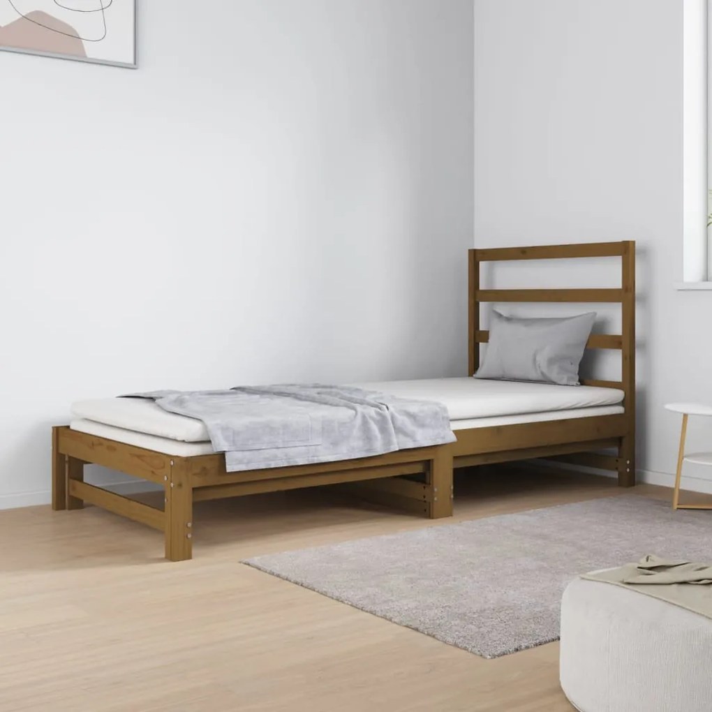 Výsuvná postel medově hnědá 2x (90 x 190 cm) masivní borovice,  3124750