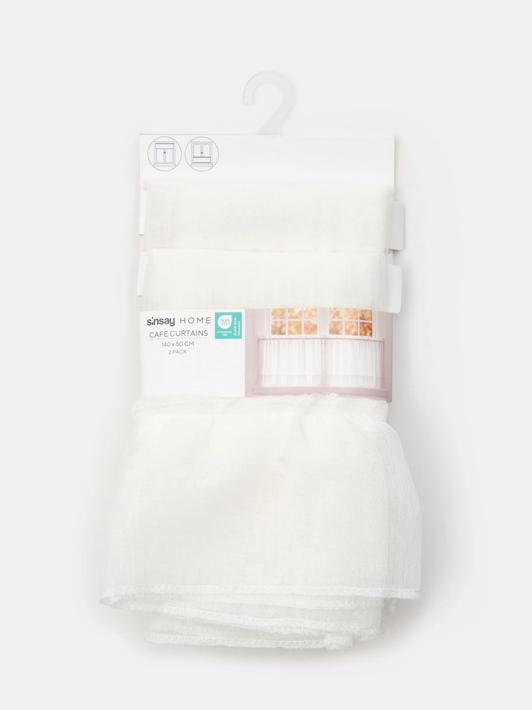 Sinsay - Sada záclon s volánky 2 pack - bílá