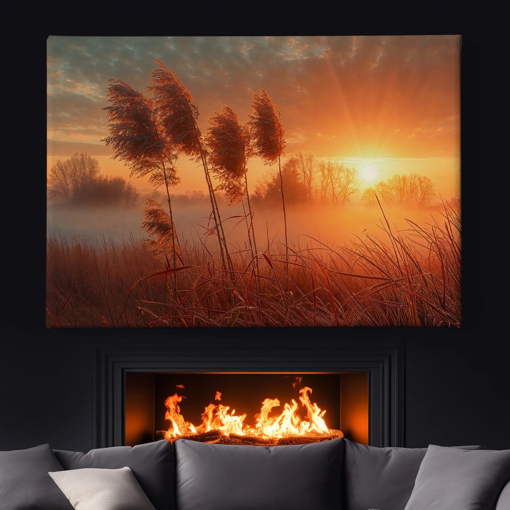 Obraz na plátně - Východ slunce ve slatinách FeelHappy.cz Velikost obrazu: 90 x 60 cm