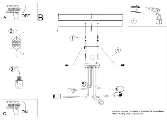 Sollux SL.1452 - Lustr na tyči NORAH 6xE27/15W/230V černá